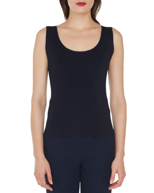 Akris Scoop-Neck Knit Viscose Crepe Tank Top | Neiman Marcus