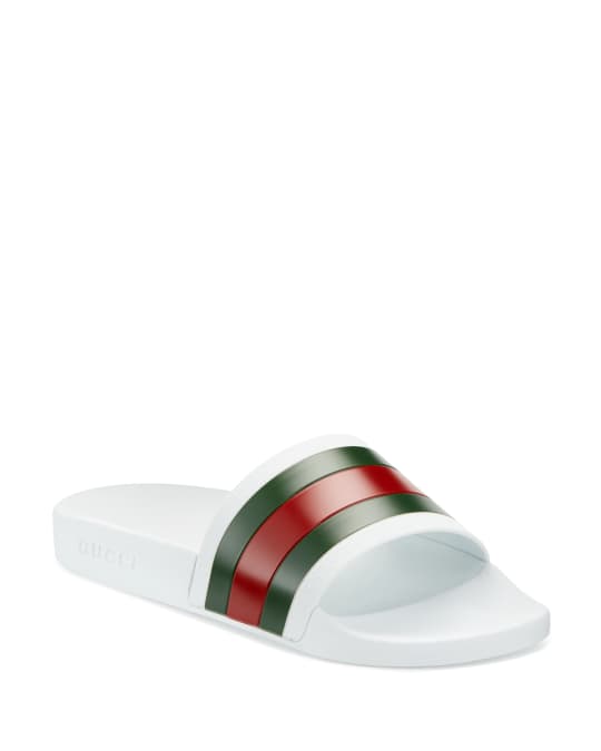 Gucci Men’s Pursuit Web Slide Sandals | Neiman Marcus