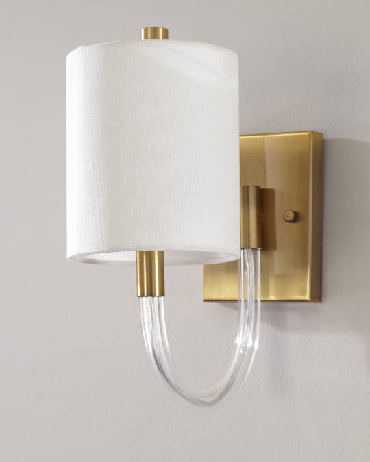 Worlds Away Antiqued Brass Wall Sconce with Acrylic Neck | Neiman Marcus