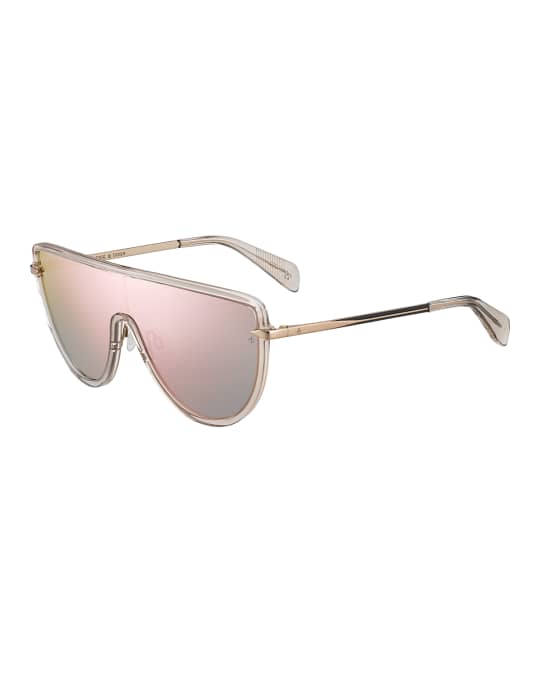 Rag & Bone Acetate & Metal Mirrored Shield Sunglasses | Neiman Marcus
