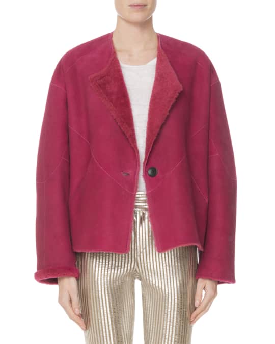 Isabel Marant Reversible One-Button Lamb Shearling Coat | Neiman Marcus