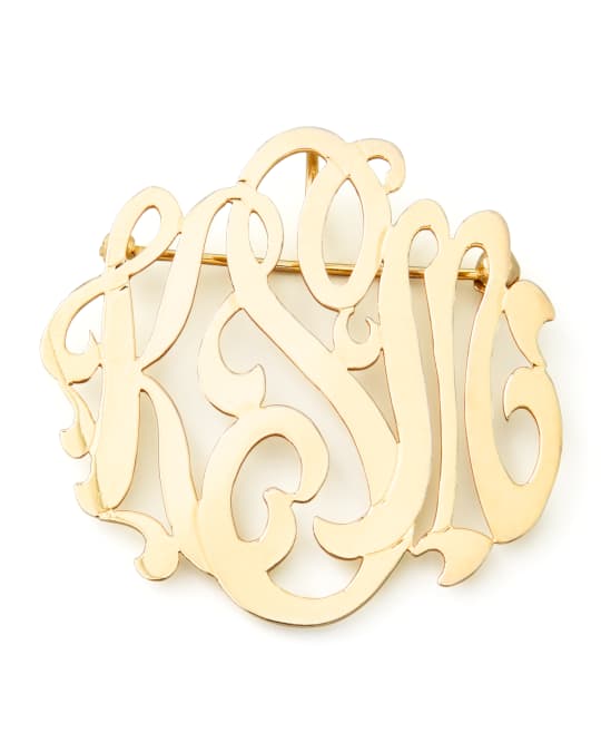 Moon and Lola Gold-Plated Script Monogram Pin | Neiman Marcus