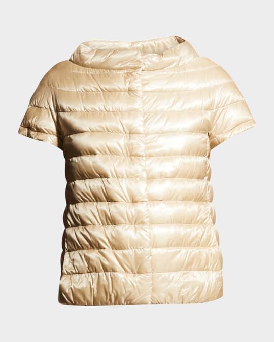 Herno Short-Sleeve Snap-Front Quilted Puffer Jacket | Neiman Marcus