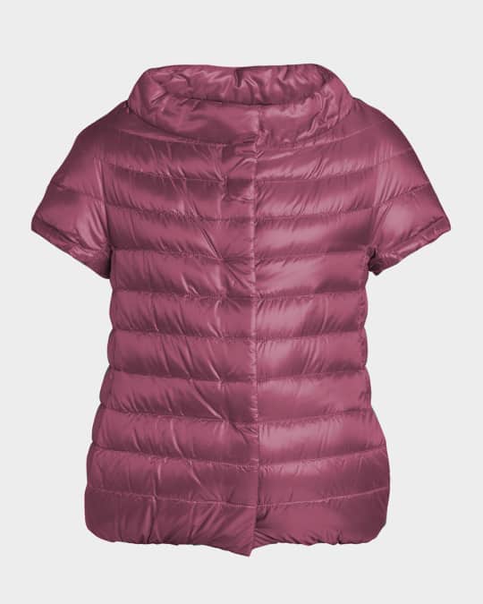 Herno Short-Sleeve Snap-Front Quilted Puffer Jacket | Neiman Marcus