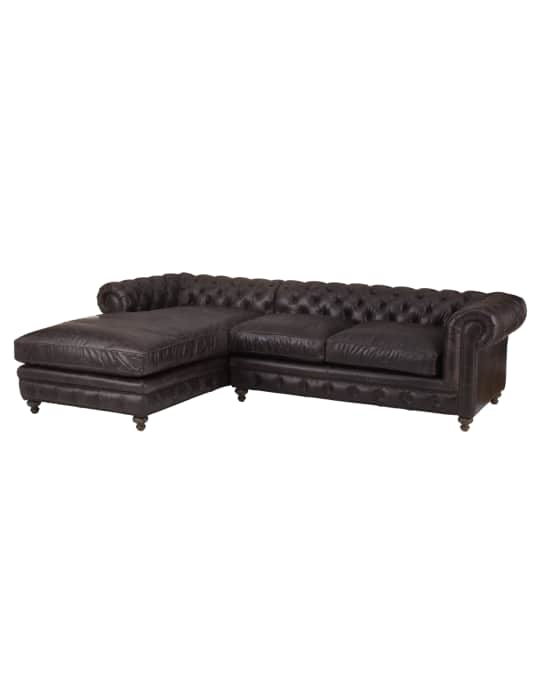Warner Leather Collection Chesterfield Sectional Sofa | Neiman Marcus