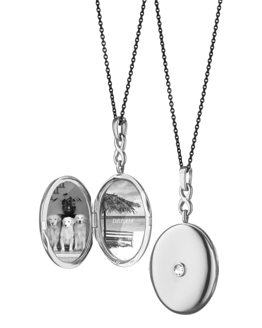 Monica Rich Kosann Sterling Silver Infinity Locket with White Sapphire ...