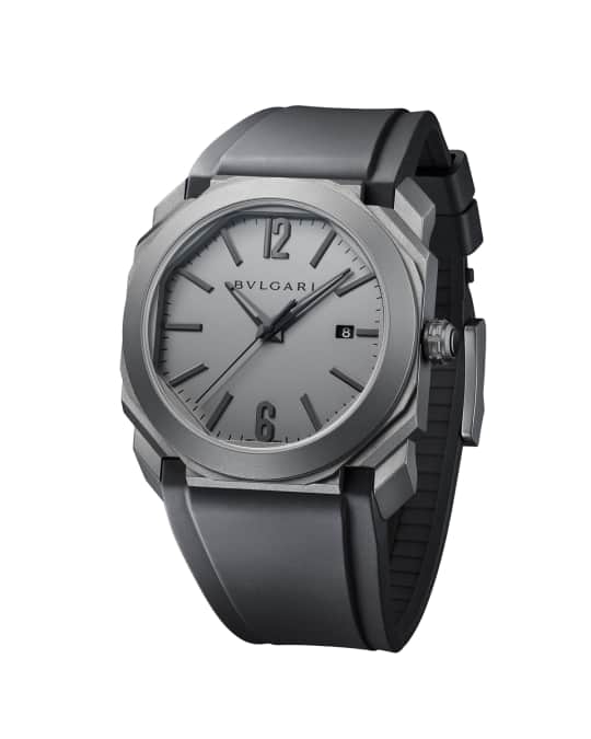 BVLGARI Men's 41mm Octo Solotempo Titanium Watch, Gray/Black | Neiman ...