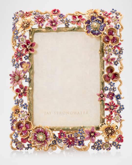 Jay Strongwater Floral Cluster Picture Frame, 5" x 7" | Neiman Marcus