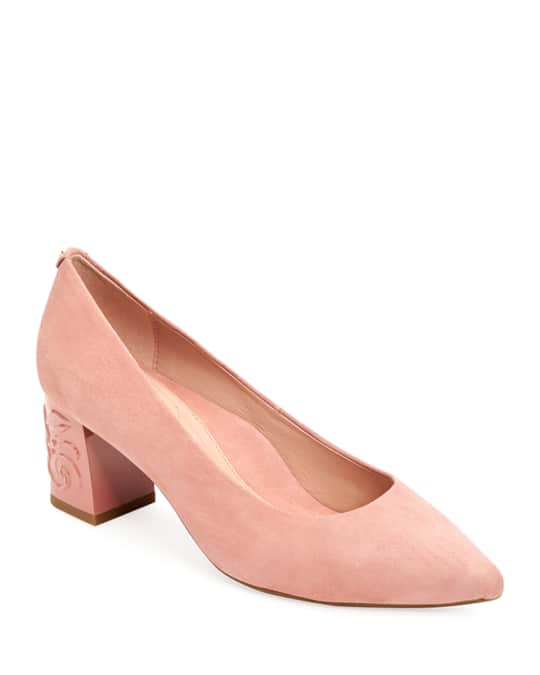 Taryn Rose Marigold 60mm Rose-Heel Suede Pumps | Neiman Marcus
