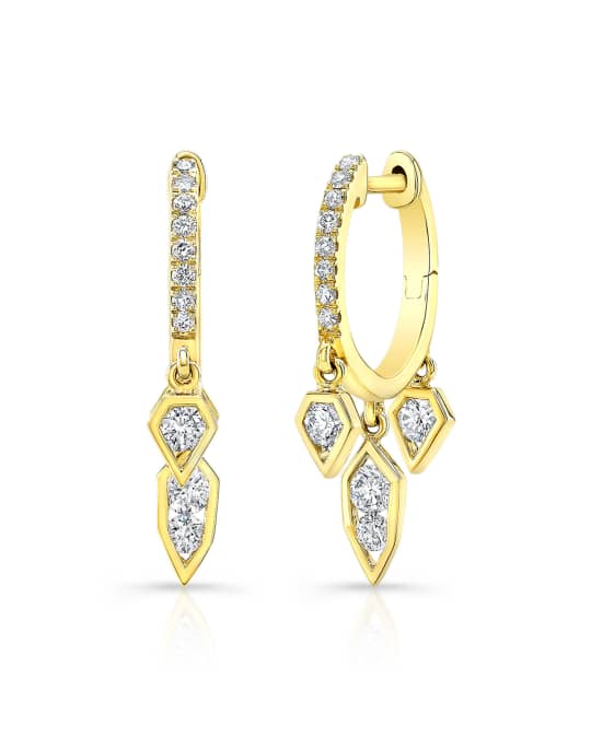 Ron Hami Birds of Paradise 14k Diamond Huggie Dangle Earrings | Neiman ...