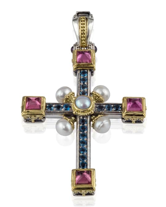 Konstantino Multi-Stone & Pearl Cross Pendant | Neiman Marcus