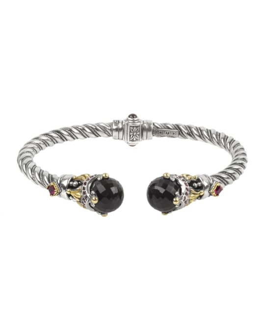 Konstantino Pythia Fluted Crystal Corundum & Garnet Kick Cuff Bracelet ...