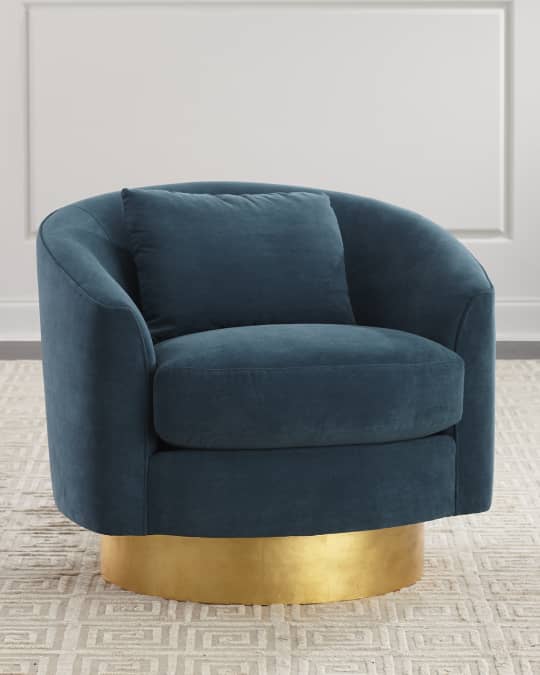 Bernhardt Interiors Peacock Velvet Swivel Chair | Neiman Marcus