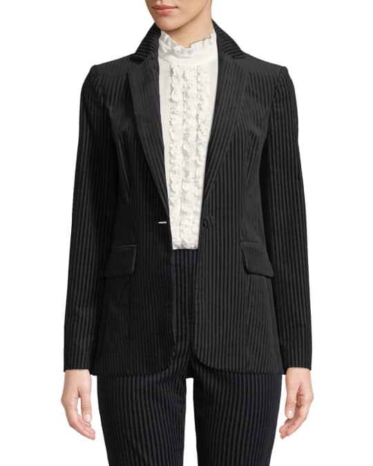 FRAME Fine Variegated One-Button Blazer Jacket | Neiman Marcus