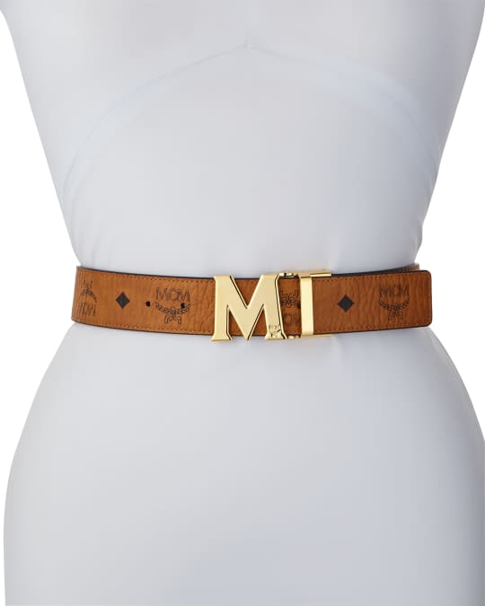 MCM Reversible M-Buckle Belt - Golden Buckle | Neiman Marcus