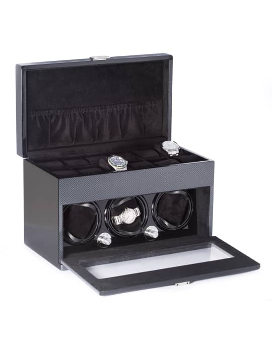 Bey-Berk Carbon Fiber-Designed 3-Watch Winder | Neiman Marcus