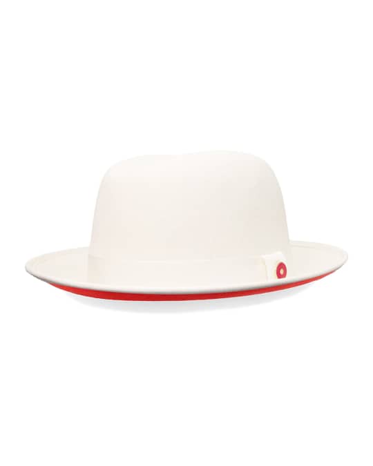 Keith James Men's King Red-Brim Wool Fedora Hat, White | Neiman Marcus