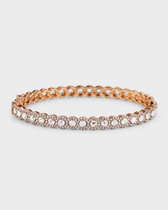 64 Facets Scallop 18K Rose Gold Scallop Diamond Bangle, 5.75tcw ...