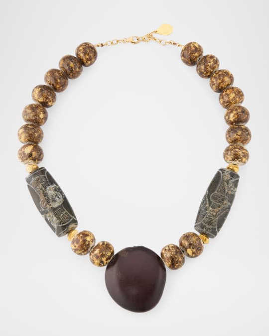 Devon Leigh Carved Cambodian Seed and Agate Statement Necklace | Neiman ...