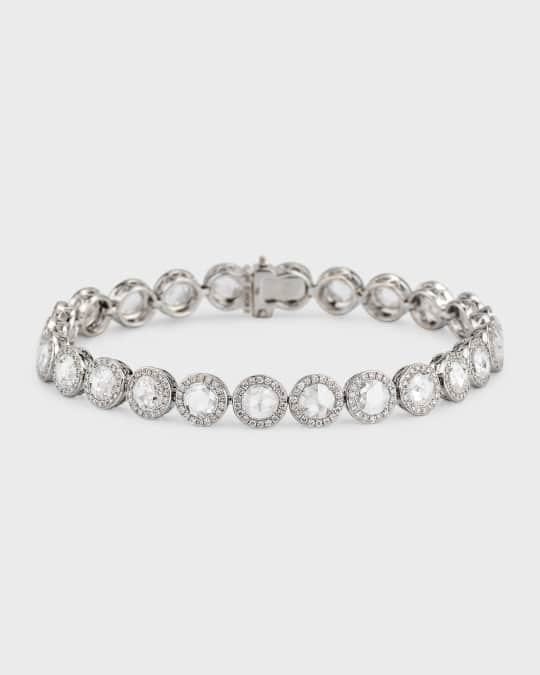 64 Facets Scallop 18K White Gold Scallop Diamond Tennis Bracelet, 5 ...