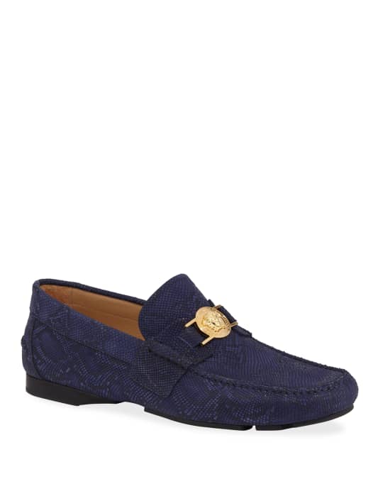 Versace Men's Python-Embossed Medusa Loafers | Neiman Marcus