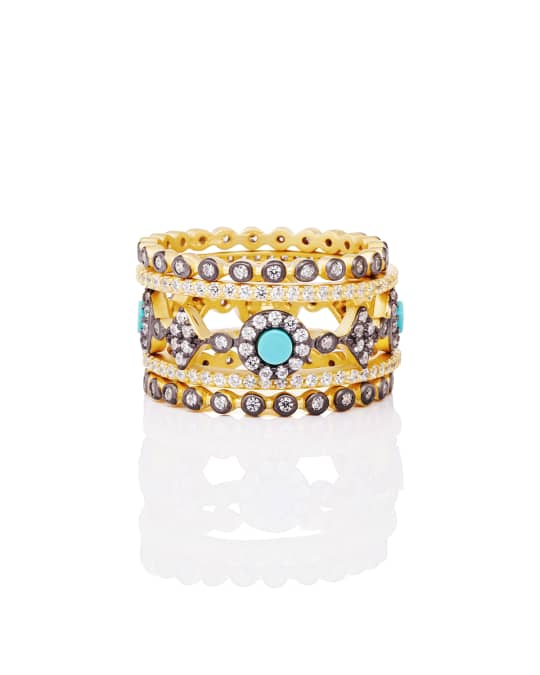 Freida Rothman Color Theory 5-Piece Stacking Ring Set - Turquoise, Size ...