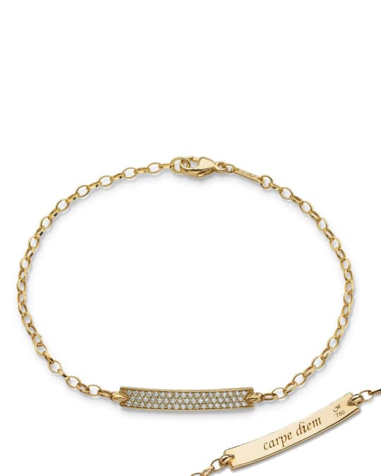 Monica Rich Kosann Petite Poesy Diamond ID Bracelet in 18K Rose Gold ...