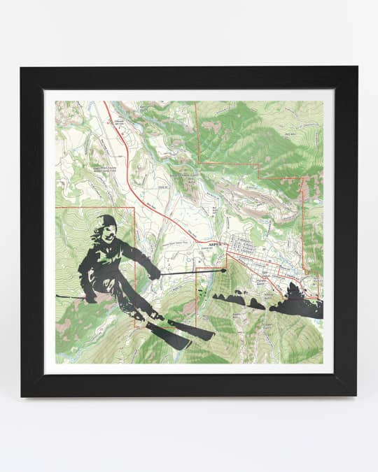 Map Marketing Skiing Adventure Map Framed Wall Art | Neiman Marcus