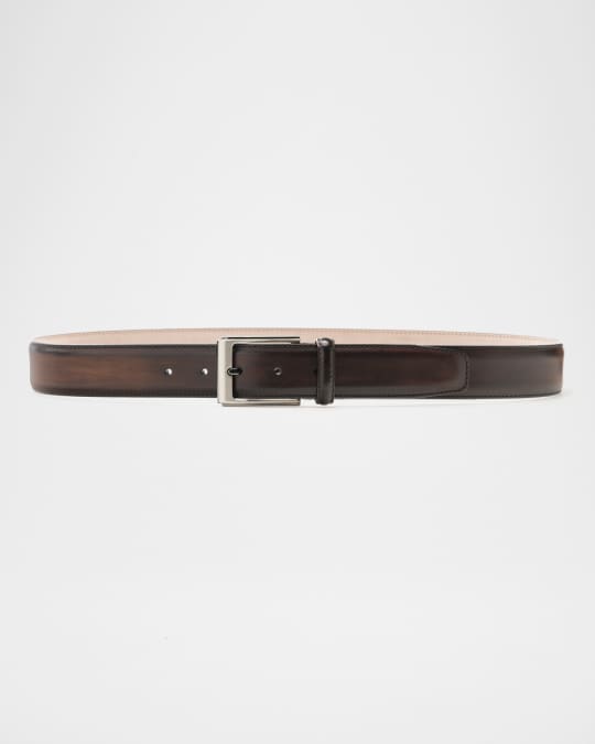Magnanni Men's Manchester Square-Buckle Leather Belt | Neiman Marcus