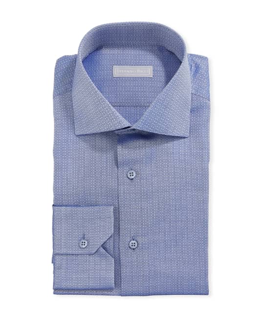 Stefano Ricci Men's Neat Print Textured Dress Shirt | Neiman Marcus