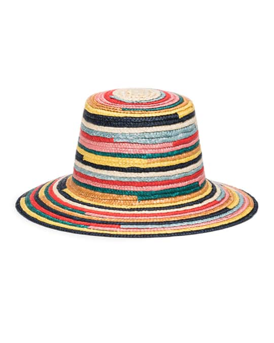 Eugenia Kim Stevie Multicolored Straw Bucket Hat | Neiman Marcus
