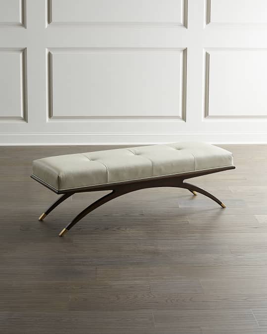 John-Richard Collection Euclidean Leather Bench | Neiman Marcus
