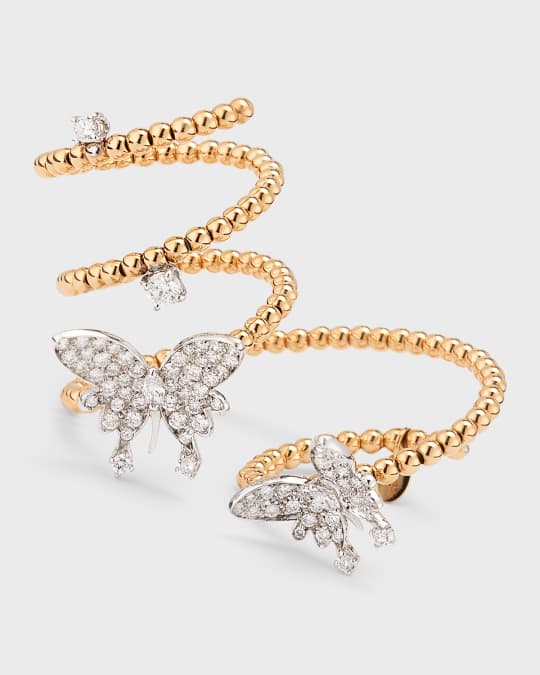 Staurino 18K Rose Gold Diamond Butterfly 2-Finger Ring, Size 6.75 ...