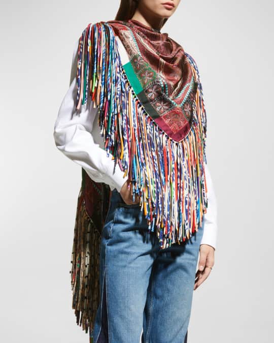 Pierre-Louis Mascia Fringe Paisley Patchwork Shawl | Neiman Marcus