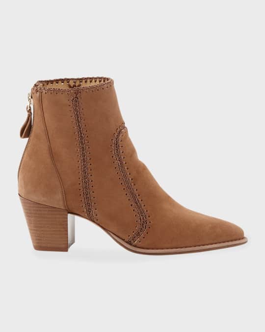Alexandre Birman Benta Suede Stitched Booties | Neiman Marcus