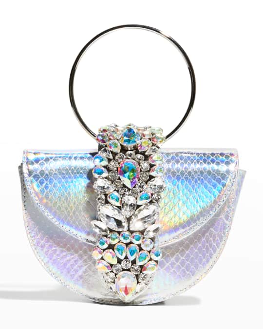 Gedebe Brigitte Mini Jeweled Snakeskin Top-Handle Bag | Neiman Marcus