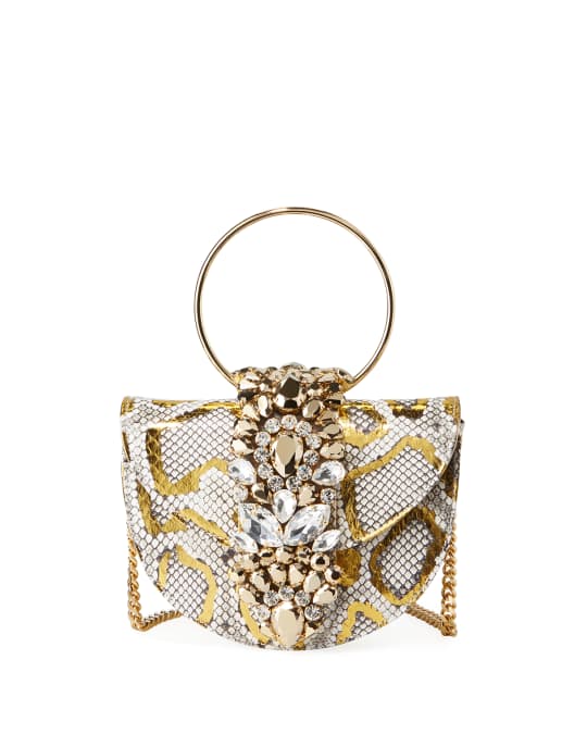 Gedebe Brigitte Mini Jeweled Snakeskin Top-Handle Bag | Neiman Marcus