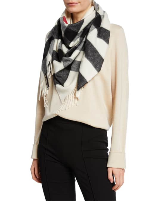Burberry Half Mega Check Cashmere Bandana Scarf | Neiman Marcus