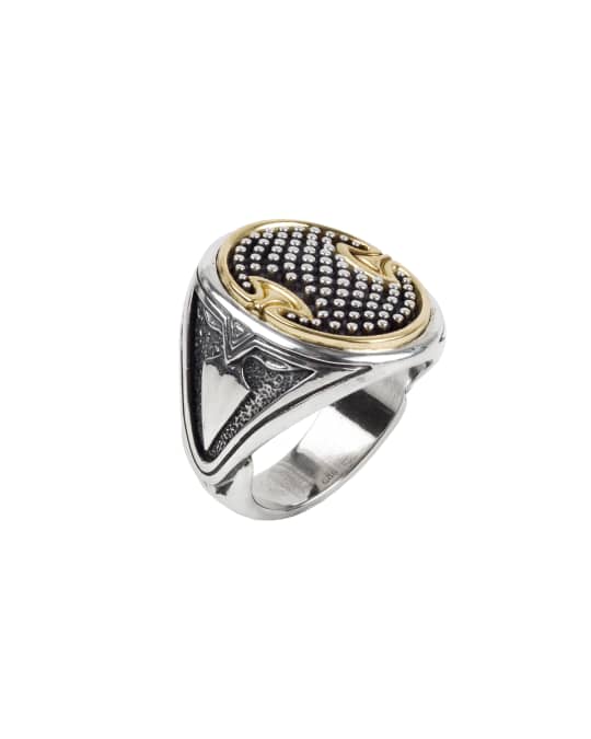 Konstantino Men's 18k Gold Trim Signet Ring | Neiman Marcus