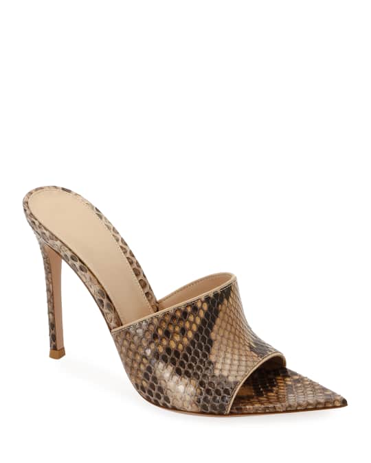 Gianvito Rossi Pointed Python High-Heel Slide Sandals | Neiman Marcus
