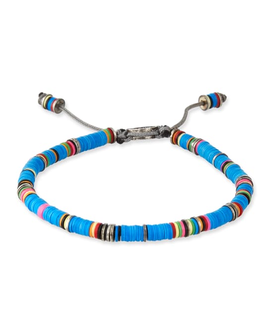 M. Cohen Men's African Vinyl Discs Bracelet, Blue | Neiman Marcus