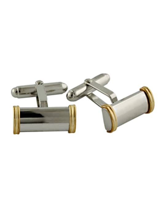 David Donahue Bar Cufflinks w/ 14k Gold Trim | Neiman Marcus
