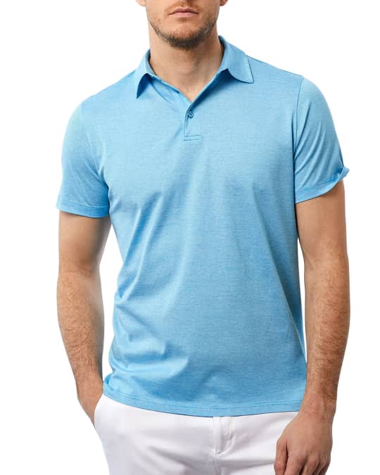 David Donahue Men's Fine Lines Polo Shirt, Laguna Blue | Neiman Marcus