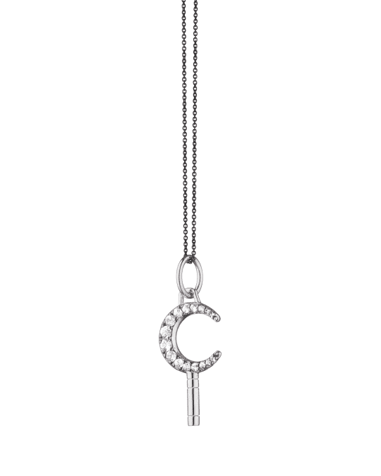Monica Rich Kosann Sterling Silver Mini Dream Moon Key Necklace with ...