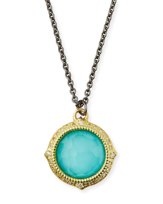 Armenta Old World Turquoise/Quartz Pendant Necklace w/ Diamonds & 18k ...