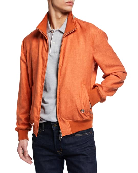 Stefano Ricci Men's Silk-Blend Zip-Front Jacket | Neiman Marcus