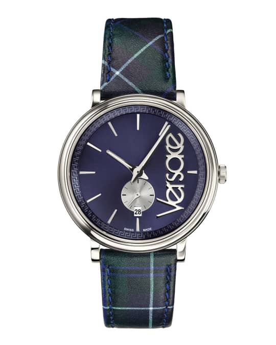 Versace Men's Circle The Clans Watch w/ Tartan Strap | Neiman Marcus