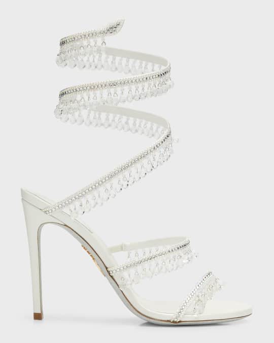 Rene Caovilla Chandelier Snake Beaded Crystal Ankle-Wrap Sandals ...