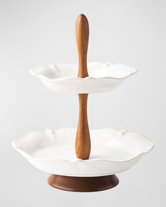 Juliska Berry & Thread Two Tiered Server - Whitewash | Neiman Marcus