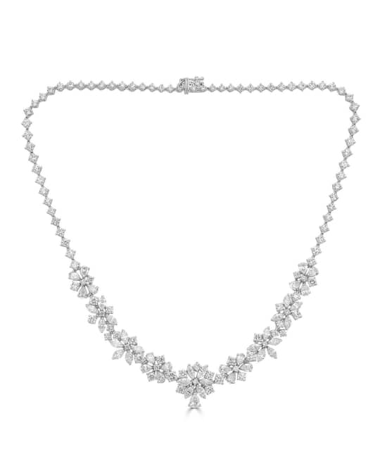ZYDO Unique 18k White Gold Floral Diamond Necklace | Neiman Marcus